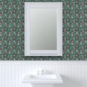 Spoonflower Colorful Crocodile Alligator Reptile Custom Pre-pasted Wallpaper - Green