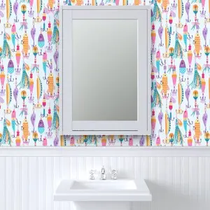 Spoonflower Fishing Light Bait Tackle Outdoor Custom Pre-pasted Wallpaper - Blue