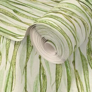 Spoonflower Weeping Willow Tree Leaves On Cream Eggshell Ivory 100% Natural Sisal Grasscloth Wallcovering