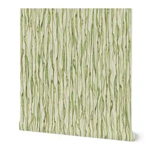 Spoonflower Weeping Willow Tree Leaves On Cream Eggshell Ivory 100% Natural Sisal Grasscloth Wallcovering