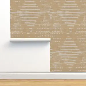 Spoonflower Kufi Sand Large 100% Natural Sisal Grasscloth Wallcovering - Beige,white,brown
