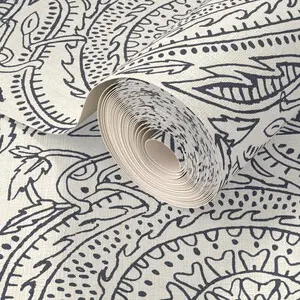 Spoonflower Sundial Mandala 100% Natural Sisal Grasscloth Wallcovering - Purple,gray