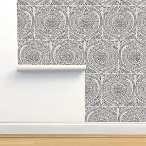 Spoonflower Sundial Mandala 100% Natural Sisal Grasscloth Wallcovering