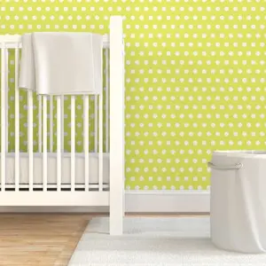 Spoonflower Bright Retro Neon Doll Fashion Playhouse Custom Pre-pasted Wallpaper - Yellow