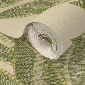 Spoonflower Sansevieria 100% Natural Sisal Grasscloth Wallcovering - Green,beige