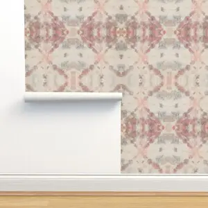 Spoonflower Water Strokes Peach Michelle Mathis 100% Natural Sisal Grasscloth Wallcovering