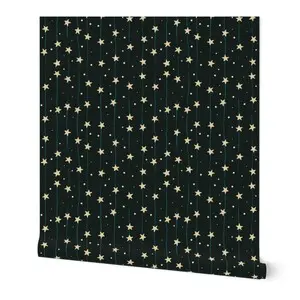 Spoonflower Twinkling Stars In Black 100% Natural Sisal Grasscloth Wallcovering - Blue,beige,gray