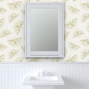Spoonflower Modern Butterfly Xl Scale Yellow Moth Custom Pre-pasted Wallpaper