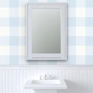 Spoonflower Gingham Check Classic Buffalo Plaid 6 Inch Custom Pre-pasted Wallpaper - Blue