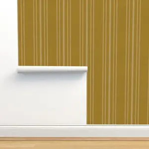 Spoonflower Sunbow Multi Stripe Marigold 100% Natural Sisal Grasscloth Wallcovering