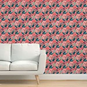 Spoonflower Flowing Florals 100% Natural Sisal Grasscloth Wallcovering