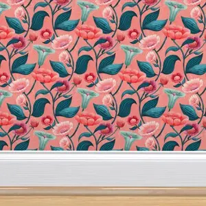 Spoonflower Flowing Florals 100% Natural Sisal Grasscloth Wallcovering
