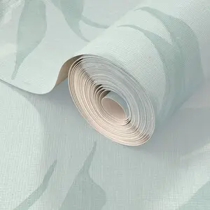 Spoonflower Kelp Forest Aqua 100% Natural Sisal Grasscloth Wallcovering - Blue,gray