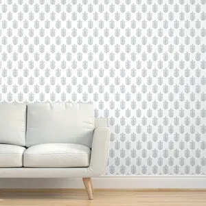Spoonflower Floral Paisley Tulip Traditional Turtle Custom Pre-pasted Wallpaper - Blue