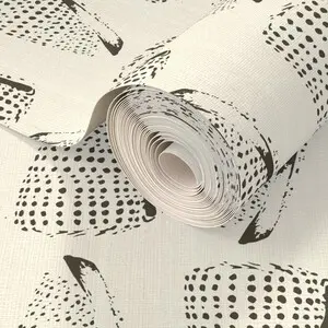 Spoonflower Spotty Cone Shells Lola Bone White Army Green 100% Natural Sisal Grasscloth Wallcovering - Green,gray