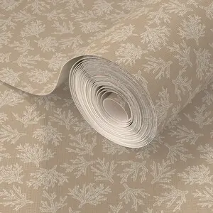 Spoonflower Sand Beige Tan Coral Reef 100% Natural Sisal Grasscloth Wallcovering - Gray,pink