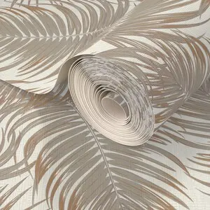 Spoonflower Tropical Vibes Beige 100% Natural Sisal Grasscloth Wallcovering - Gray,white