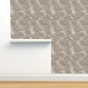 Spoonflower Tropical Vibes Beige 100% Natural Sisal Grasscloth Wallcovering