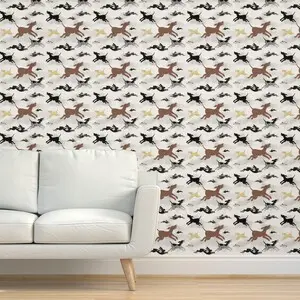 Spoonflower Free Puppies 100% Natural Sisal Grasscloth Wallcovering