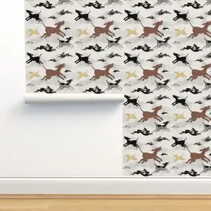 Spoonflower Free Puppies 100% Natural Sisal Grasscloth Wallcovering