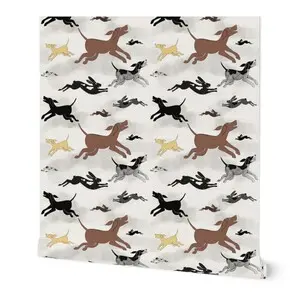 Spoonflower Free Puppies 100% Natural Sisal Grasscloth Wallcovering