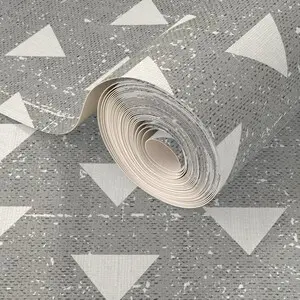 Spoonflower Tile Diamond Grey 100% Natural Sisal Grasscloth Wallcovering - Gray,white
