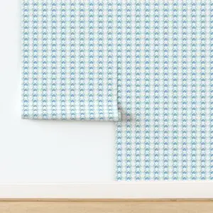 Spoonflower Watercolor Crab Small Abstract Coastal Beach Custom Pre-pasted Wallpaper - Blue