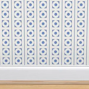 Spoonflower Blue Circle Trim 100% Natural Sisal Grasscloth Wallcovering