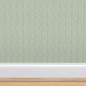 Spoonflower Floral Stripe Sage 100% Natural Sisal Grasscloth Wallcovering - Green,gray,mint