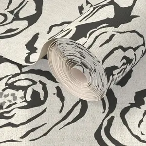 Spoonflower Rosa Light 100% Natural Sisal Grasscloth Wallcovering - White,gray