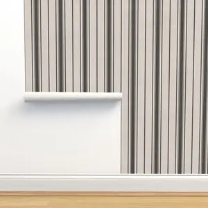 Spoonflower Grain Sack Stripe 2 In Ebony 100% Natural Sisal Grasscloth Wallcovering - Gray