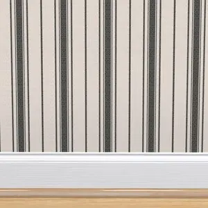 Spoonflower Grain Sack Stripe 2 In Ebony 100% Natural Sisal Grasscloth Wallcovering - Gray