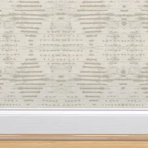 Spoonflower Kufi Square Parchment 100% Natural Sisal Grasscloth Wallcovering - Beige,gray