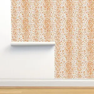 Spoonflower Orange Animal Dots Decor 100% Natural Sisal Grasscloth Wallcovering
