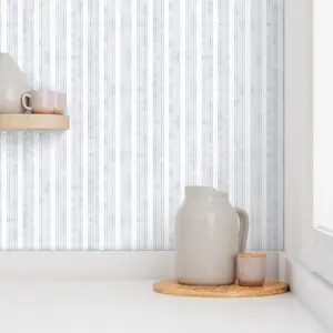 Spoonflower Faded Stripes Neutral Coastal Boho Geometric Custom Pre-pasted Wallpaper - Gray