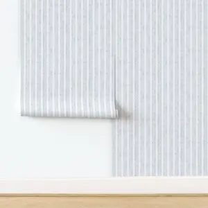 Spoonflower Faded Stripes Neutral Coastal Boho Geometric Custom Pre-pasted Wallpaper - Gray