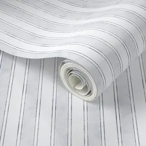 Spoonflower Faded Stripes Neutral Coastal Boho Geometric Custom Pre-pasted Wallpaper - Gray