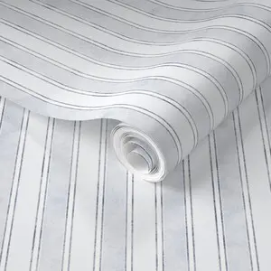 Spoonflower Faded Stripes Neutral Coastal Boho Geometric Custom Pre-pasted Wallpaper - Gray