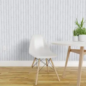 Spoonflower Faded Stripes Neutral Coastal Boho Geometric Custom Pre-pasted Wallpaper - Gray
