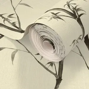 Spoonflower Sumi E Bamboo Grove Sepia Brittanylane 100% Natural Sisal Grasscloth Wallcovering Green,brown