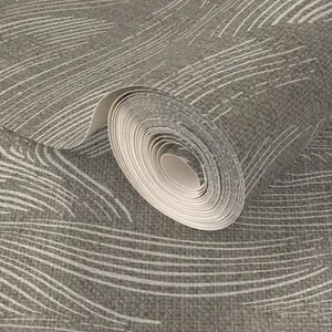 Spoonflower The Water Grey 100% Natural Sisal Grasscloth Wallcovering - Blue,gray