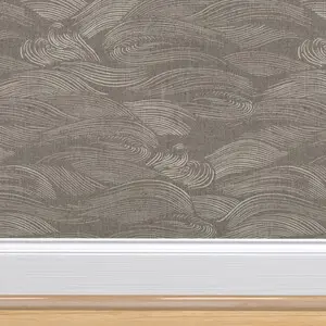 Spoonflower The Water Grey 100% Natural Sisal Grasscloth Wallcovering
