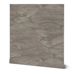 Spoonflower The Water Grey 100% Natural Sisal Grasscloth Wallcovering