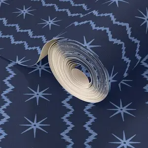 Spoonflower Stars And Stripes Colbalt Navy 100% Natural Sisal Grasscloth Wallcovering Blue,navy