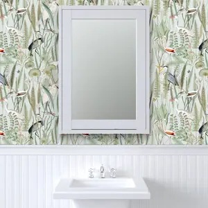 Spoonflower Herons In Marsh For Pale Medium Scale Custom Pre-pasted Wallpaper - Blue