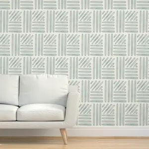 Spoonflower Painted Lines 100% Natural Sisal Grasscloth Wallcovering