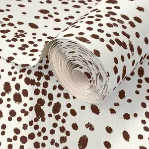 Spoonflower Dots Brown White 100% Natural Sisal Grasscloth Wallcovering