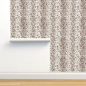 Spoonflower Dots Brown White 100% Natural Sisal Grasscloth Wallcovering