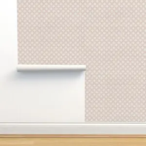 Spoonflower Gillian Pinecone Pale Pink On White 100% Natural Sisal Grasscloth Wallcovering