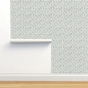 Spoonflower Blue Tattoos 100% Natural Sisal Grasscloth Wallcovering - Blue,gray
